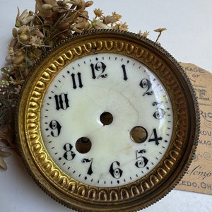 French Clock Face in Gold Frame Porcelain With Fancy Numbers Antique ...