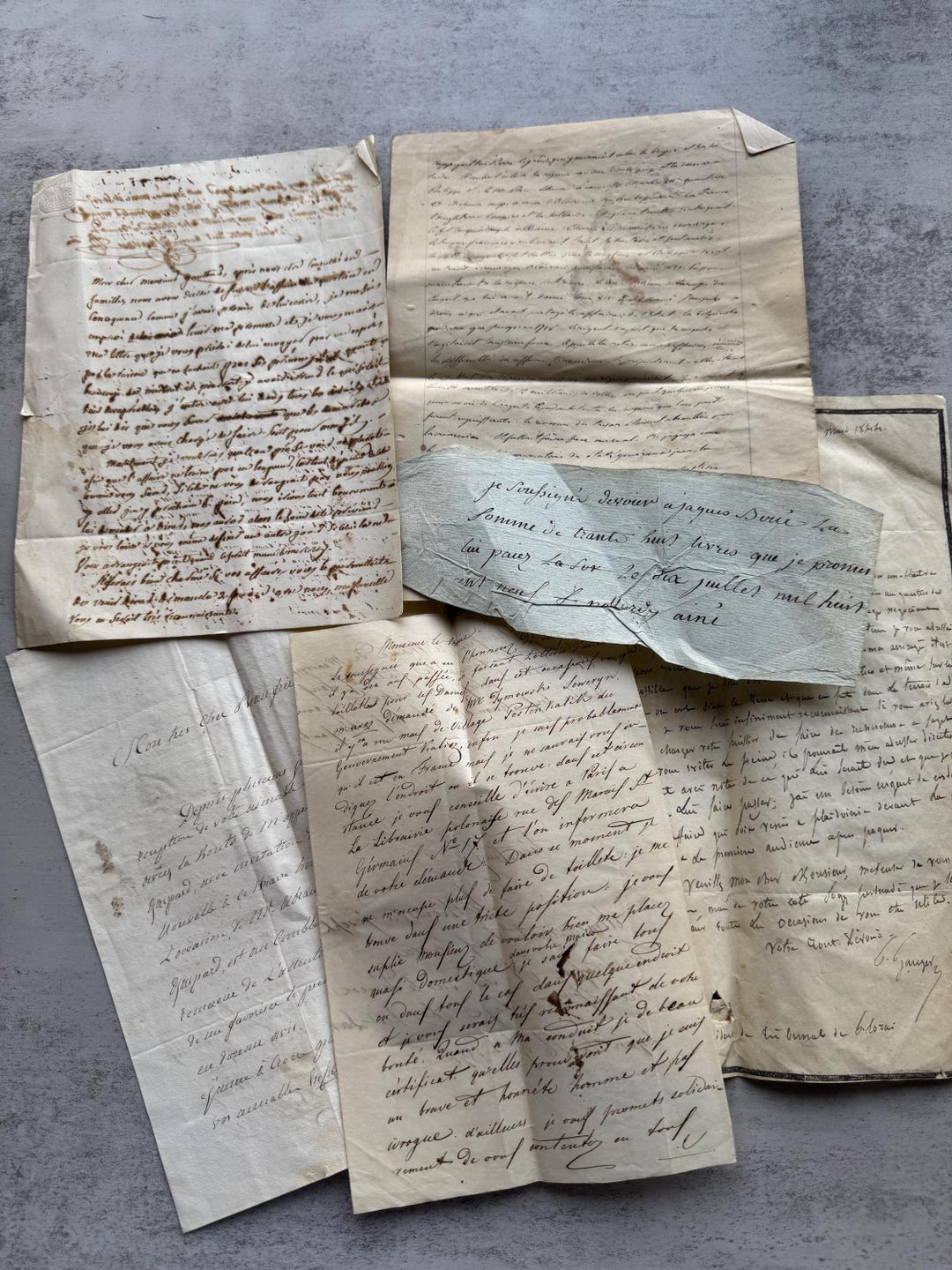 Antique Handwritten Papers, 1800's Calligraphy, Seals, Ephemera for ...