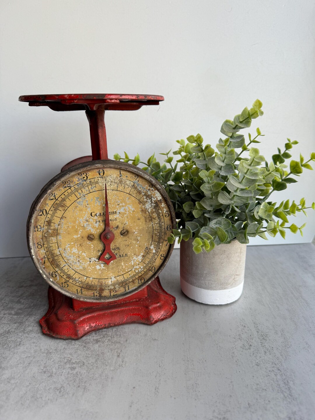 Vintage Red Scale, Columbia Family Scale, Early 1900's Kitchen Scale ...