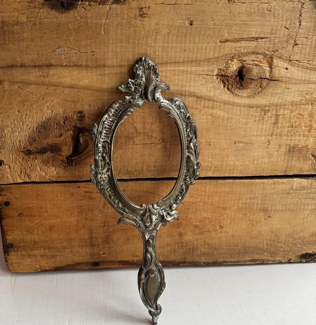 Antique French Hand Mirror Frame, Handheld Vanity Mirror- Assemblage ...