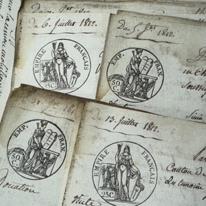 French Papers Early 1800's With Seal 2 Page Documents 3 Script Writing ...