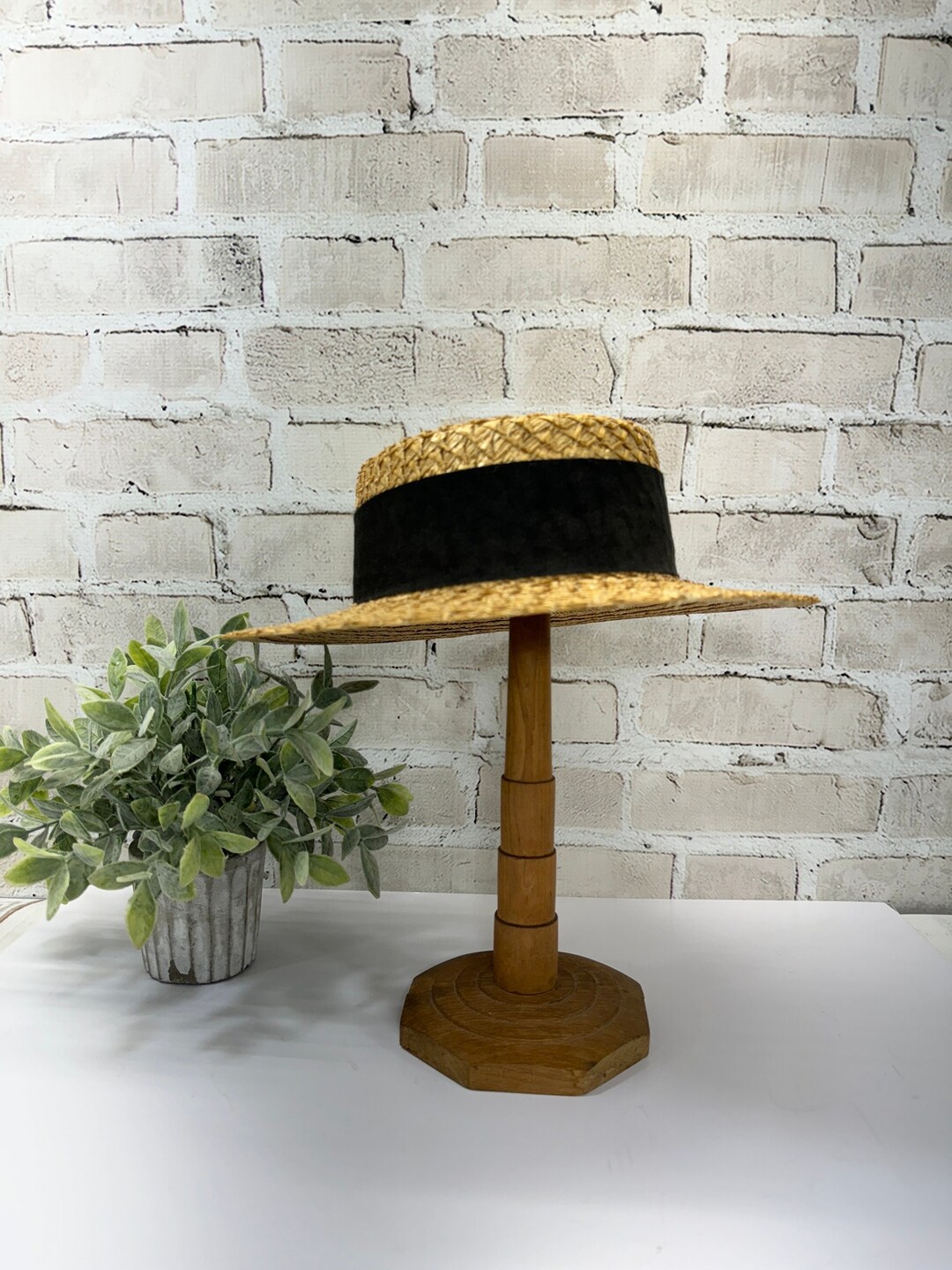 Vintage Hat Stand Red Velvet With Wooden Base Hat Display Milliner ...