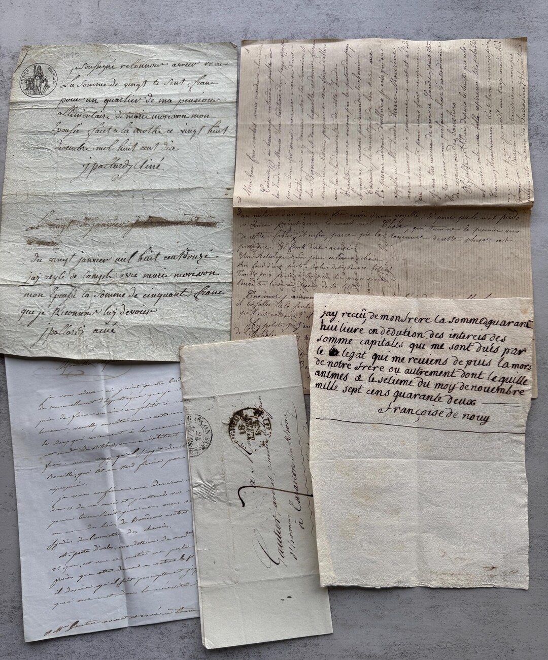 Antique Handwritten Papers, 1800's Calligraphy, Seals, Ephemera for ...