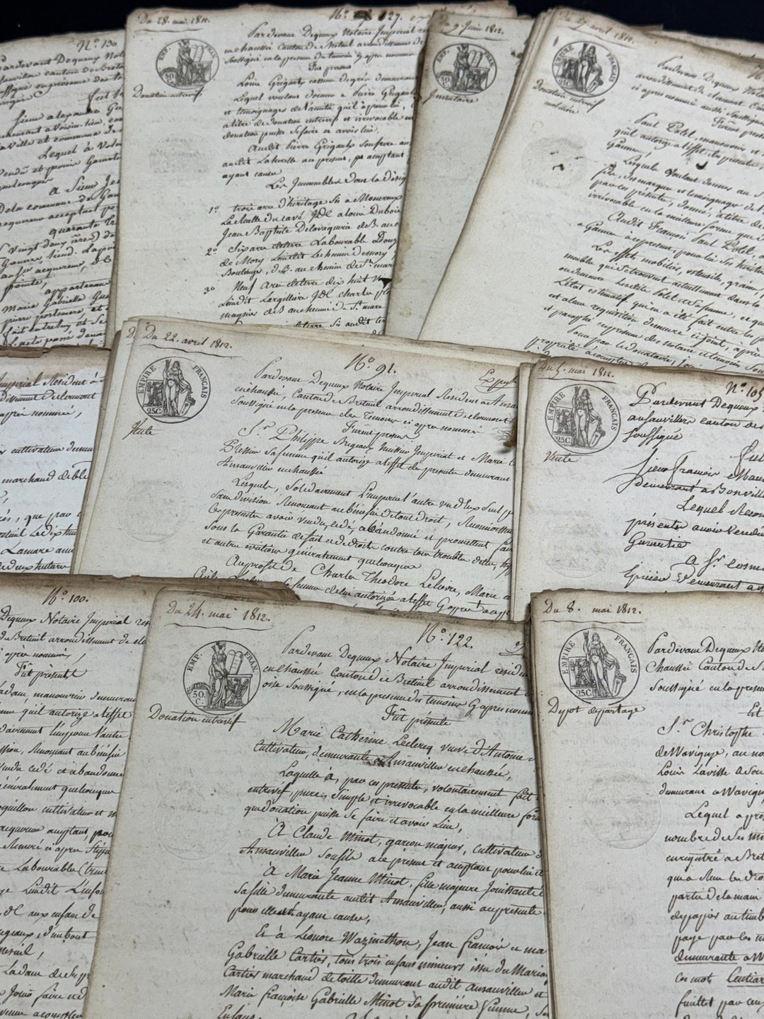 French Papers Early 1800's With Seal Script Writing Paper Ephemera ...