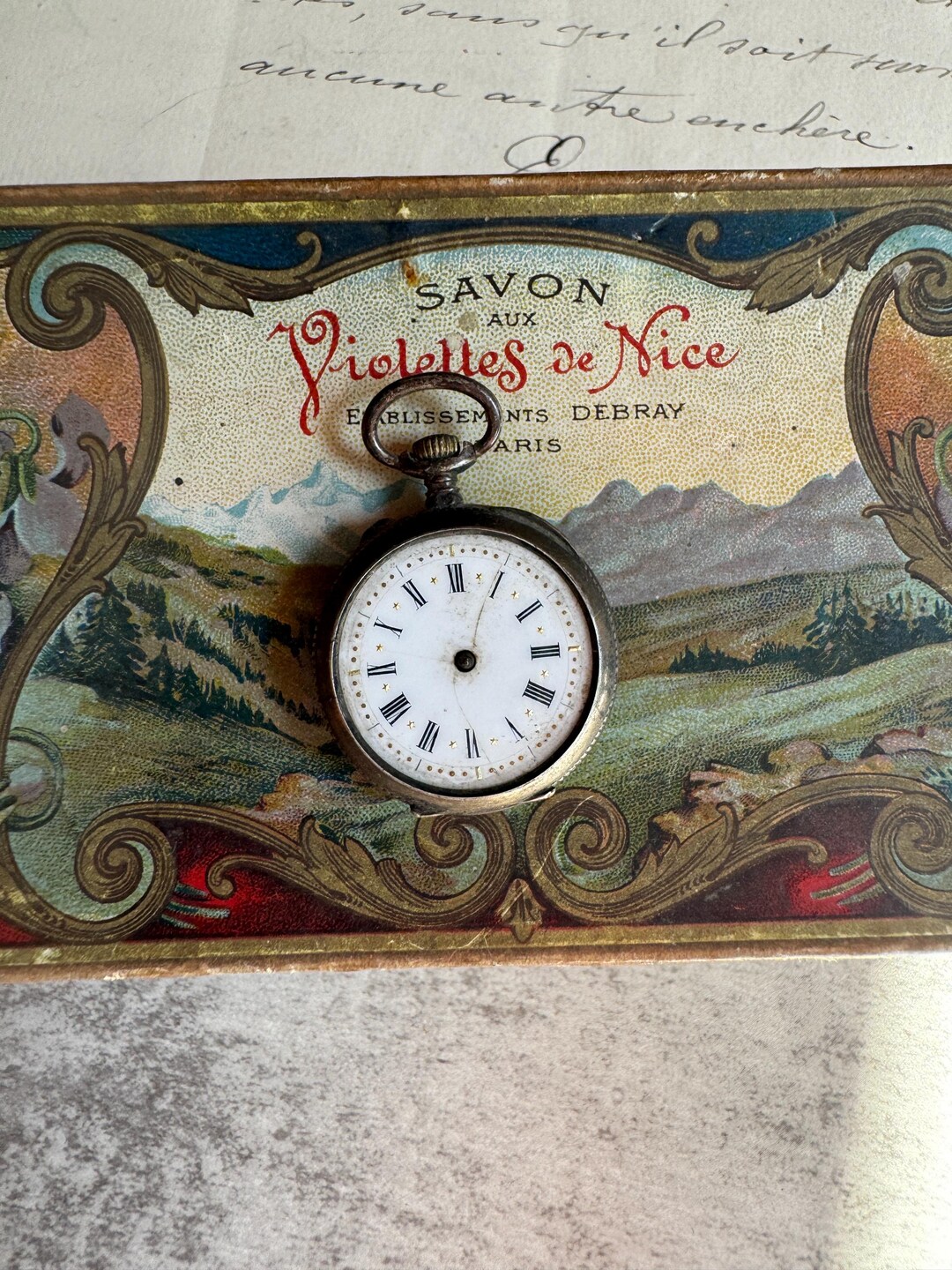 Antique Miniature Pocket Watch: French Porcelain Face, Victorian Shield ...