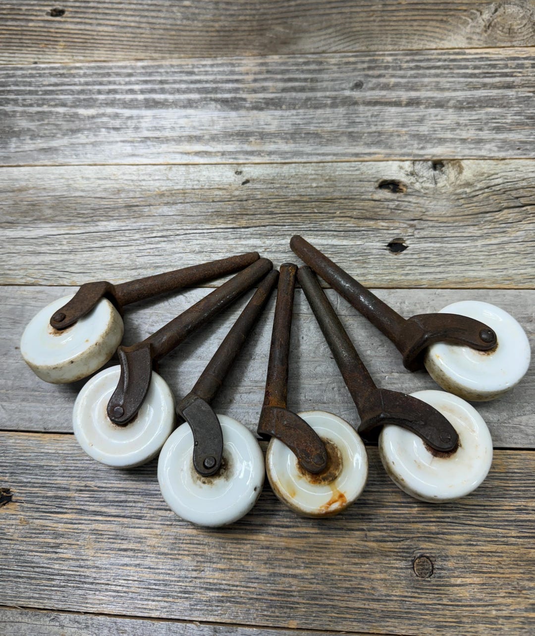 Antique Porcelain Caster Wheels 6 Furniture Restore Restoration Castor ...