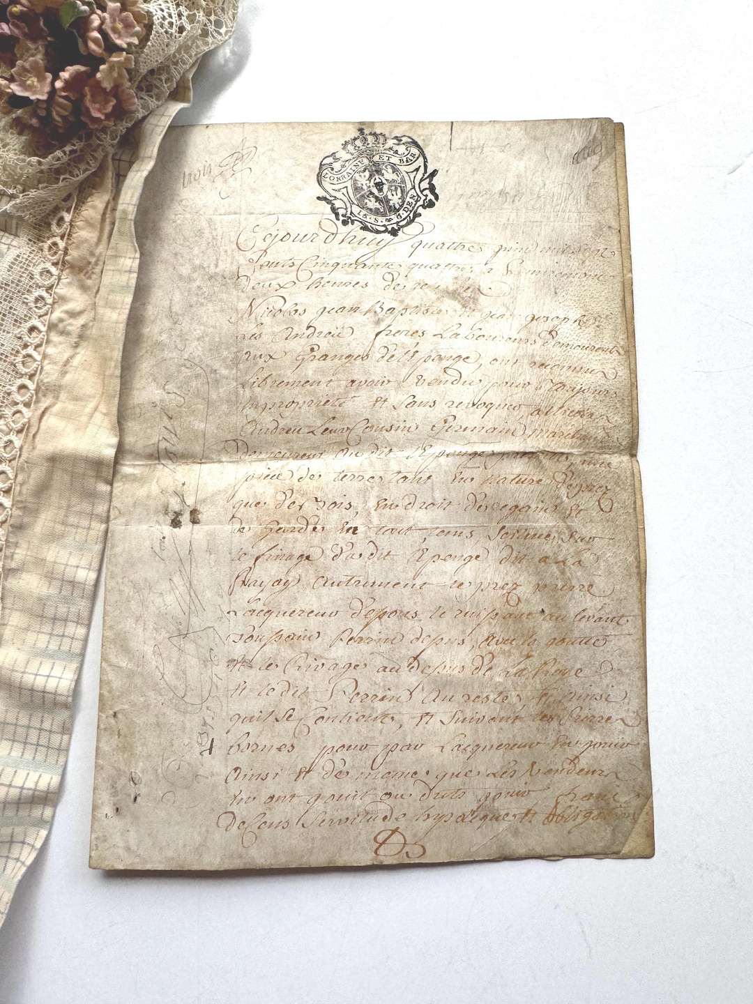 Antique French Noble Seal Parchment: 1700's Historical Document - Etsy