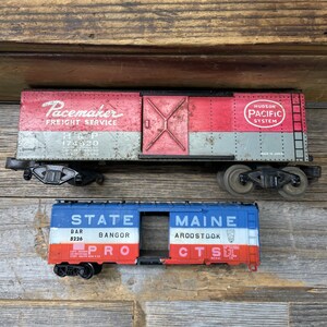 Vintage Railroad Cars Pacemaker Freight and State of Maine Colorful Red ...