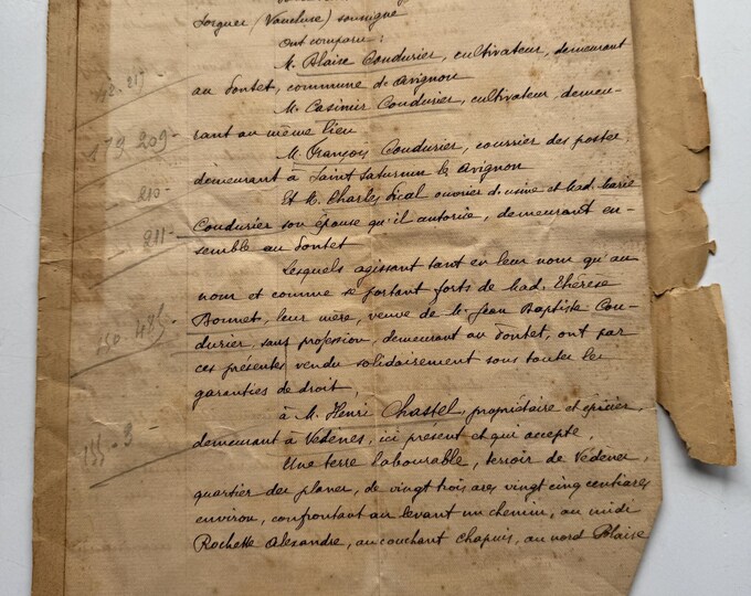 Antique French Document, Handwritten, Early 1900's Paper Ephemera From ...