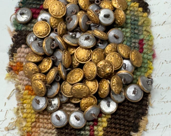 French Brass Uniform Buttons: Group of 12 With Military Laurel Wreath ...