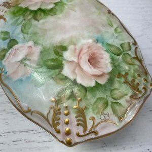 Antique Porcelain Jewelry or Keepsake Dish With Lid Hand Painted Shabby ...