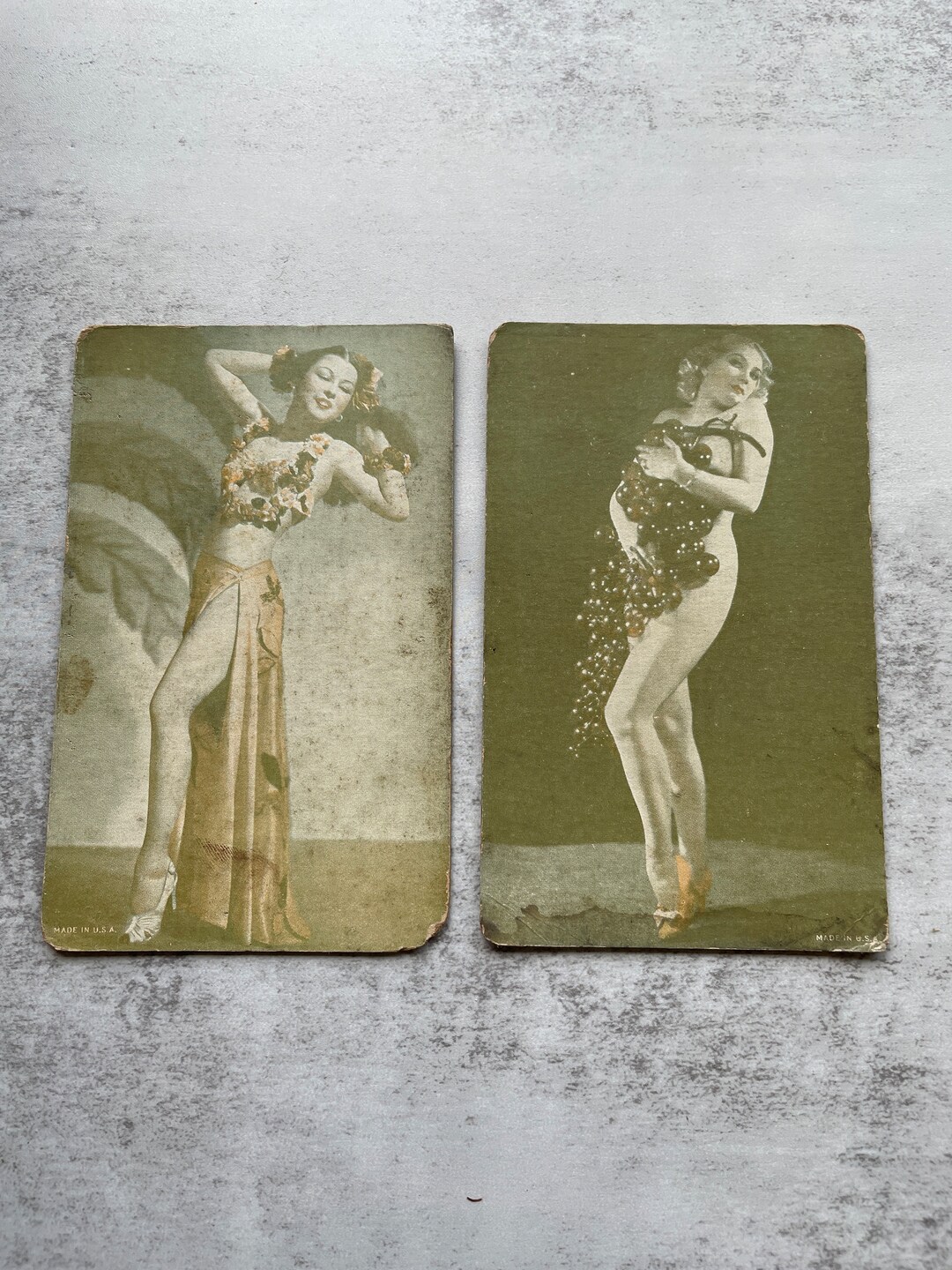 Antique Risque Pin-up Girls Cards Burlesque Mutoscope Feather Boa Poses Strip Tease Vending ...