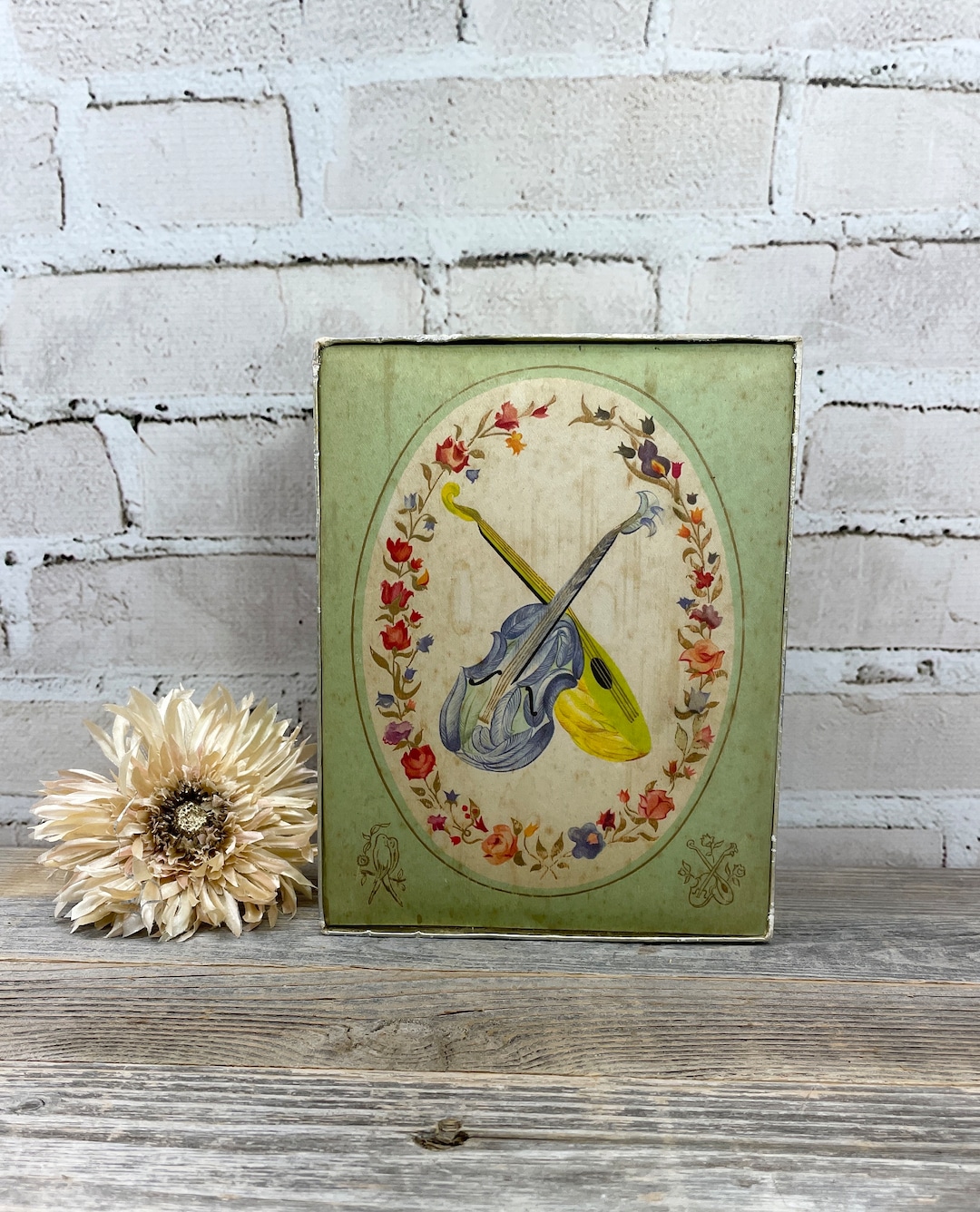 Vintage French Box- Perfume Cologne With Silk Top Musical Stringed ...