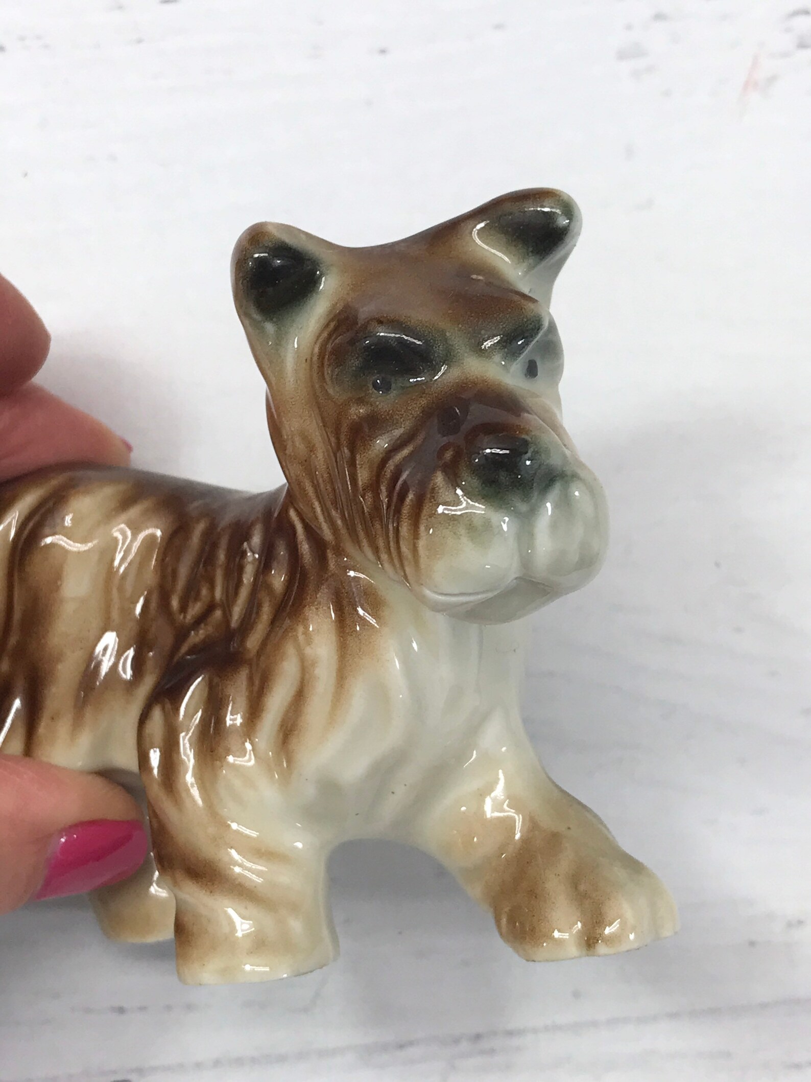 Vintage Dog Statue Porcelain Scotty Dog Brown Beige Made in | Etsy