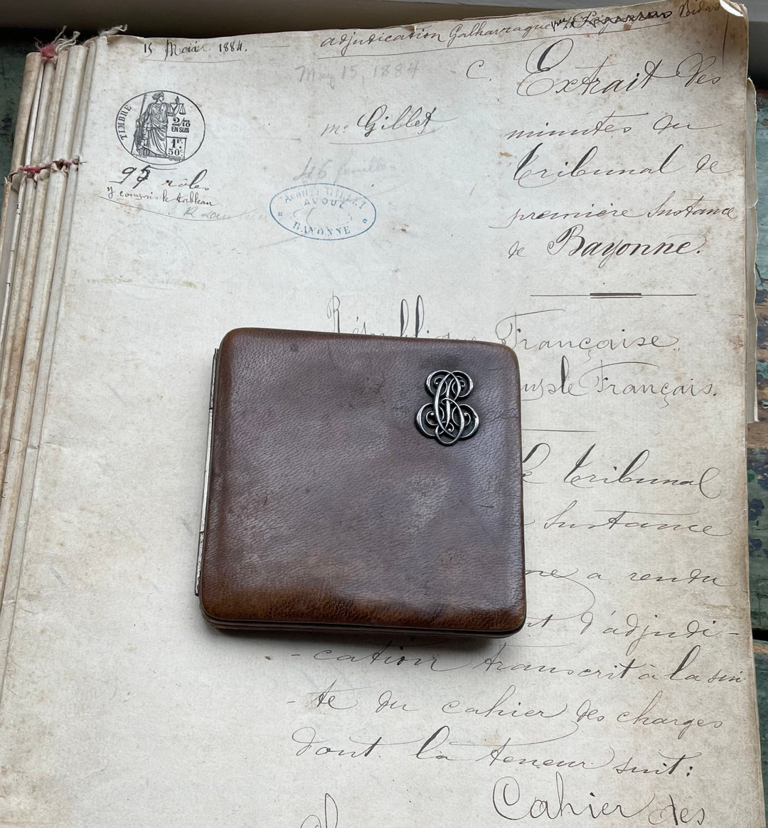 Vintage Leather Bifold Wallet Hinged With Clasp Cash Holder French With ...