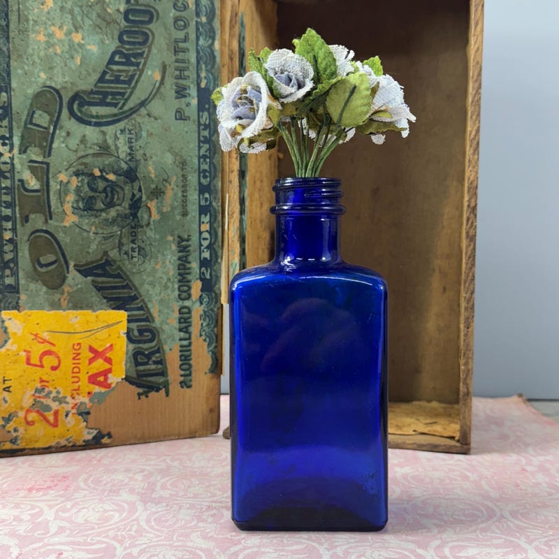 Antique Square Glass Vase - Etsy