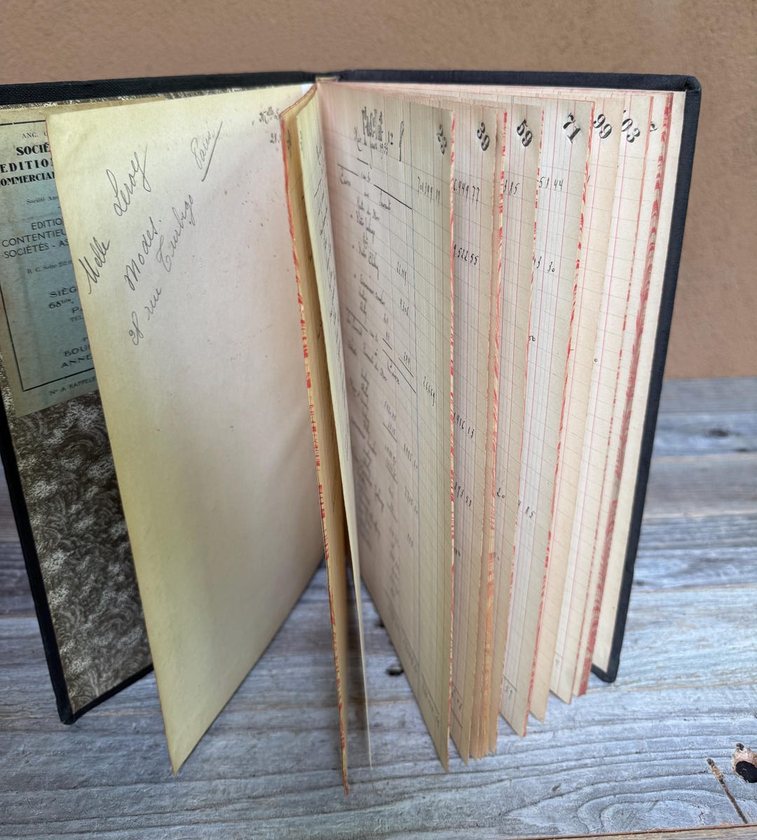 French Ledger Book From 1935 – Handwritten Accounting Journal- Script ...
