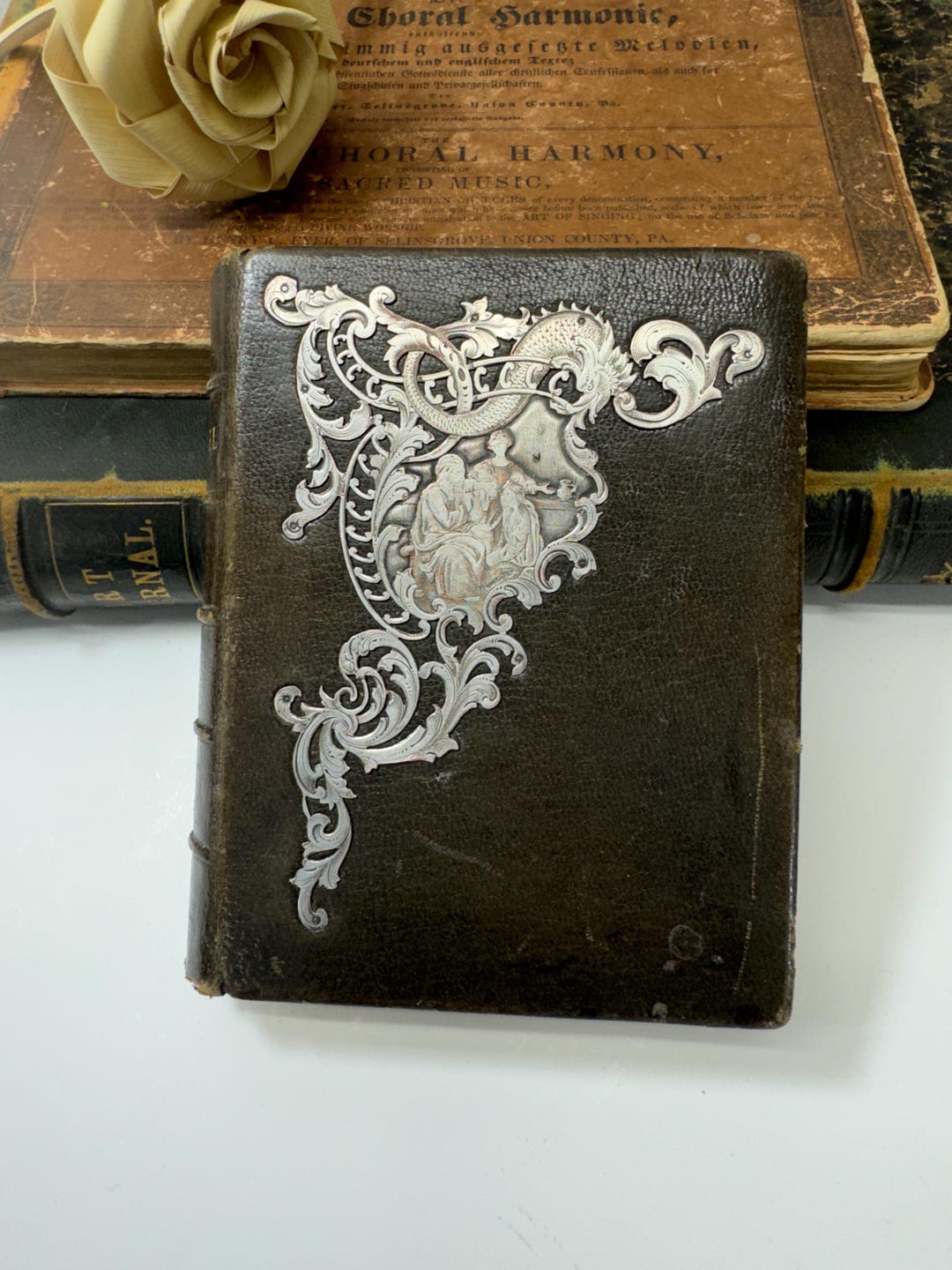Antique French Missal Prayer Book From 1800's Silver Embossed Leather ...