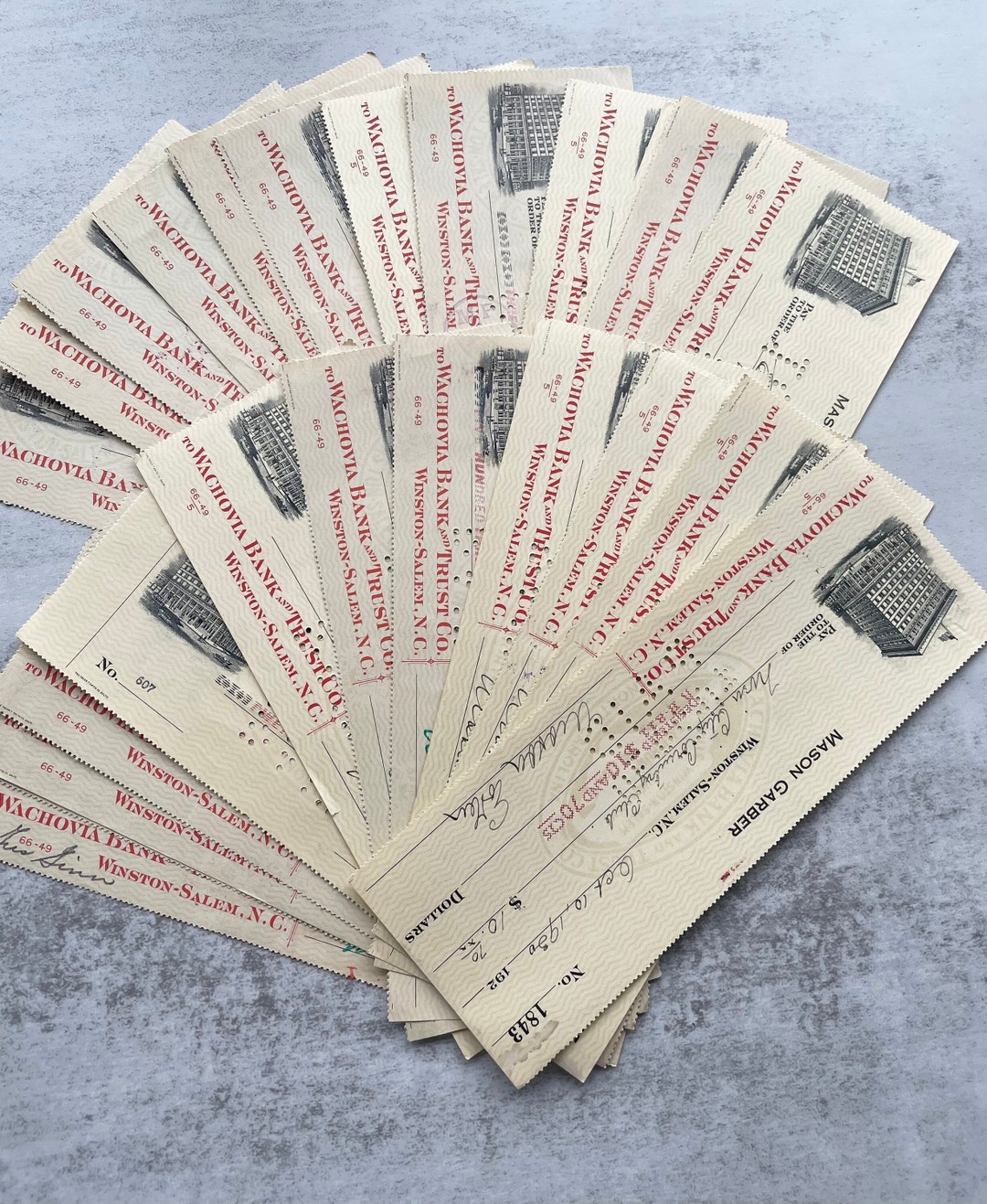 Vintage 24 Cancelled Checks 1920's Paper Ephemera Altered Art Collage ...
