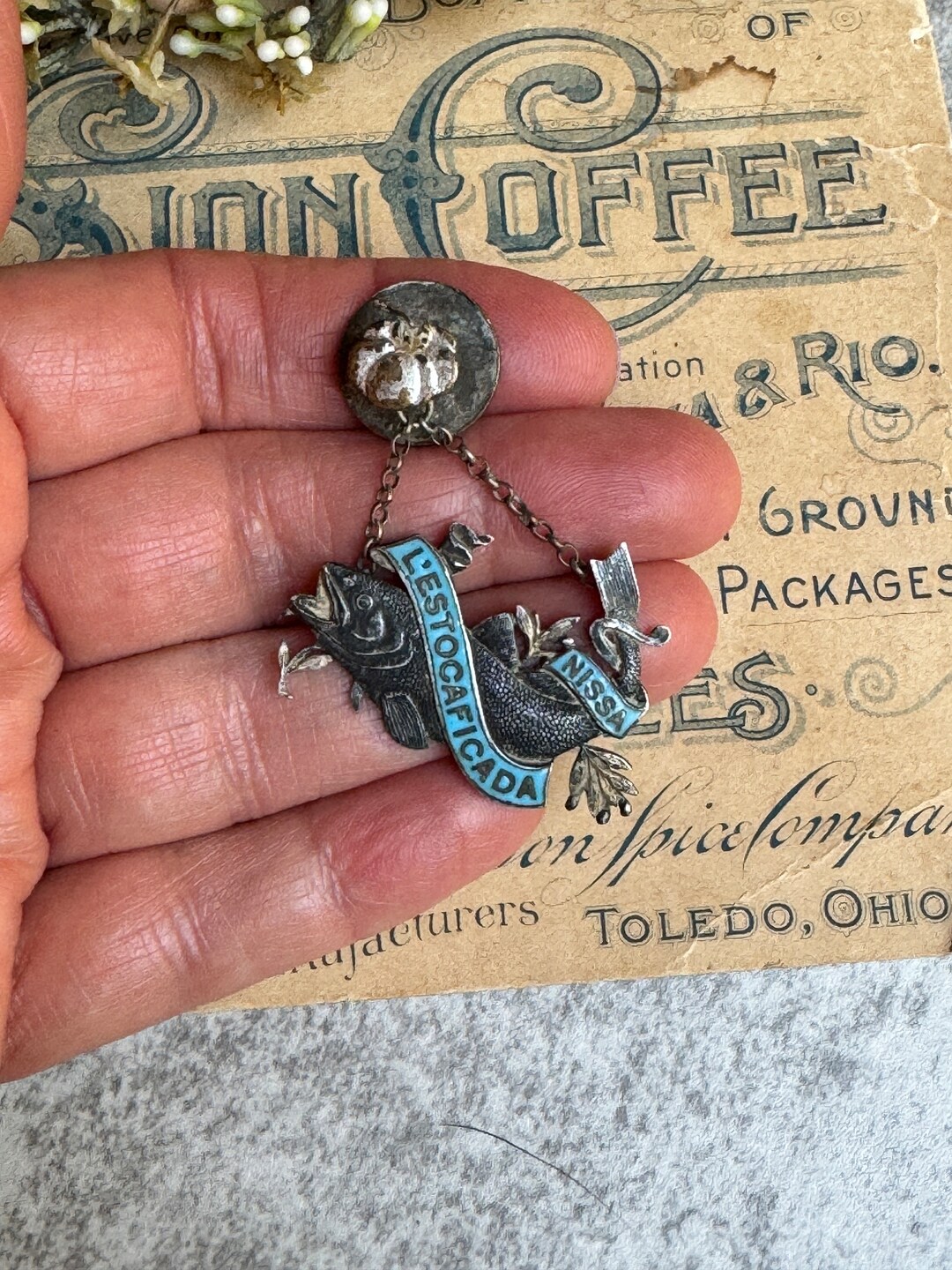 French Enamel Pin With Fish From Nice, France, Cultural Fish & Olive ...