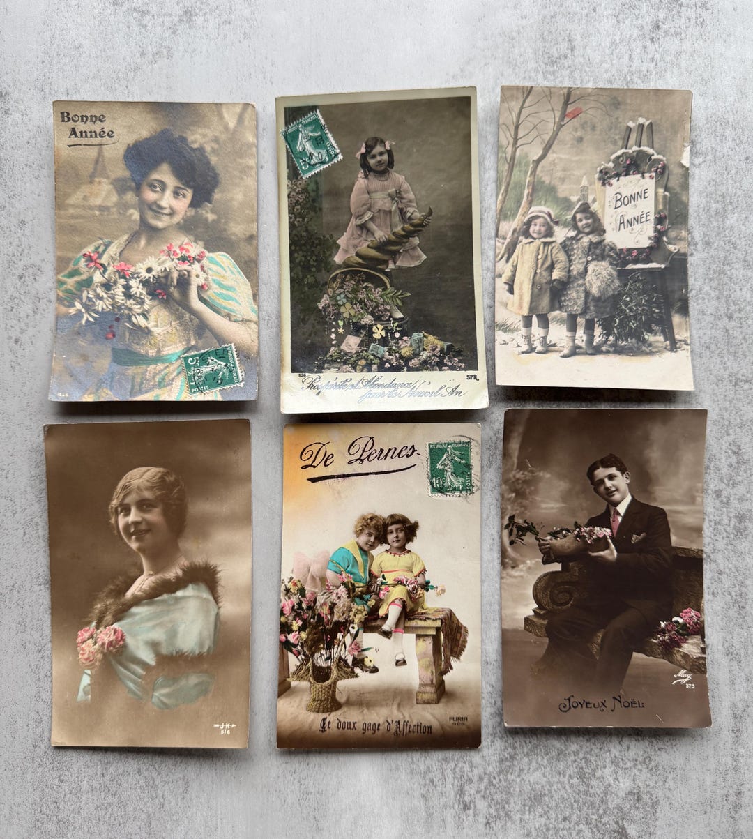 Antique French Postcards, Vintage Cards From France With Script Writing ...