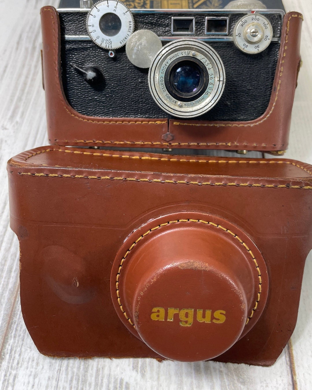 Vintage Argus Cintar in Leather Case- Industrial Black Silver Camera ...