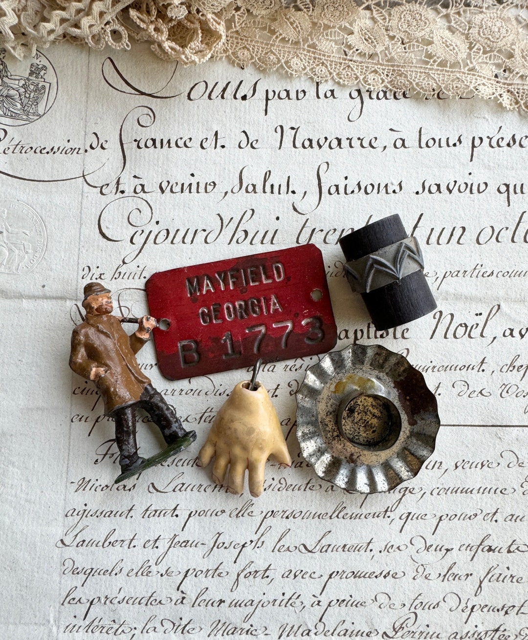 Vintage Trinkets and Collectibles, Tag, Barclay Lead Figure, Doll Part ...