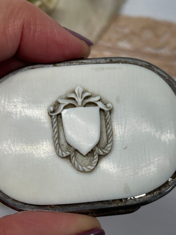 Antique French Case- Celluloid Pill Box- Hinged Snuff… - Gem