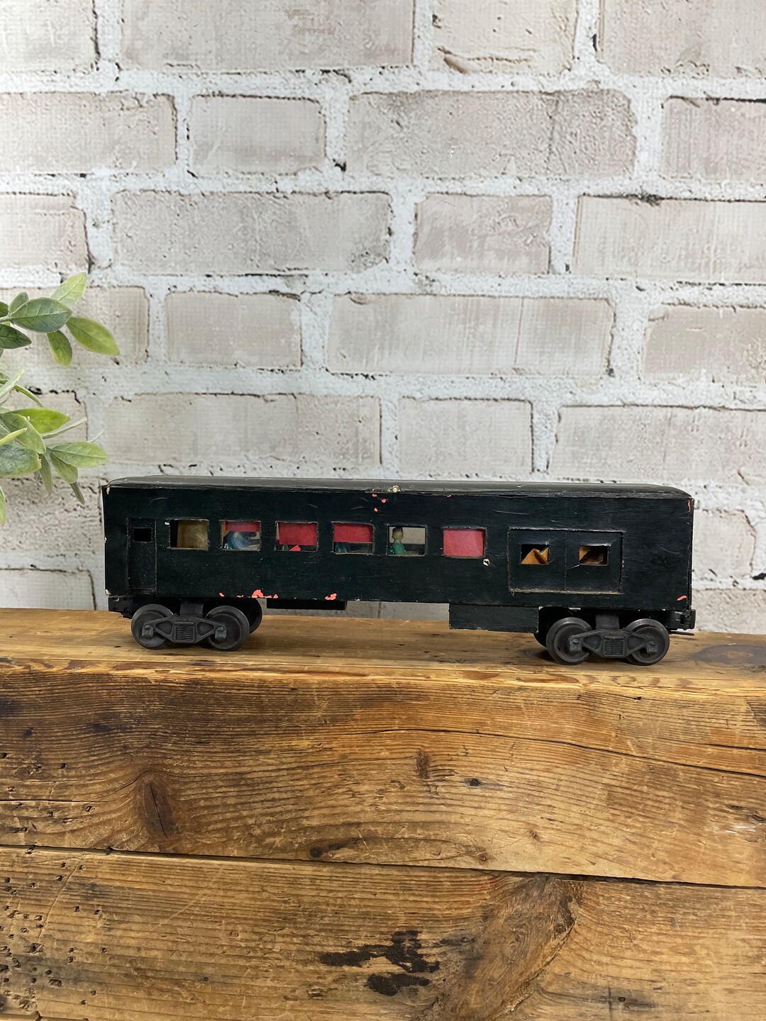 Vintage Train for Passengers Black Wood Long Train Railroad Train Toy ...