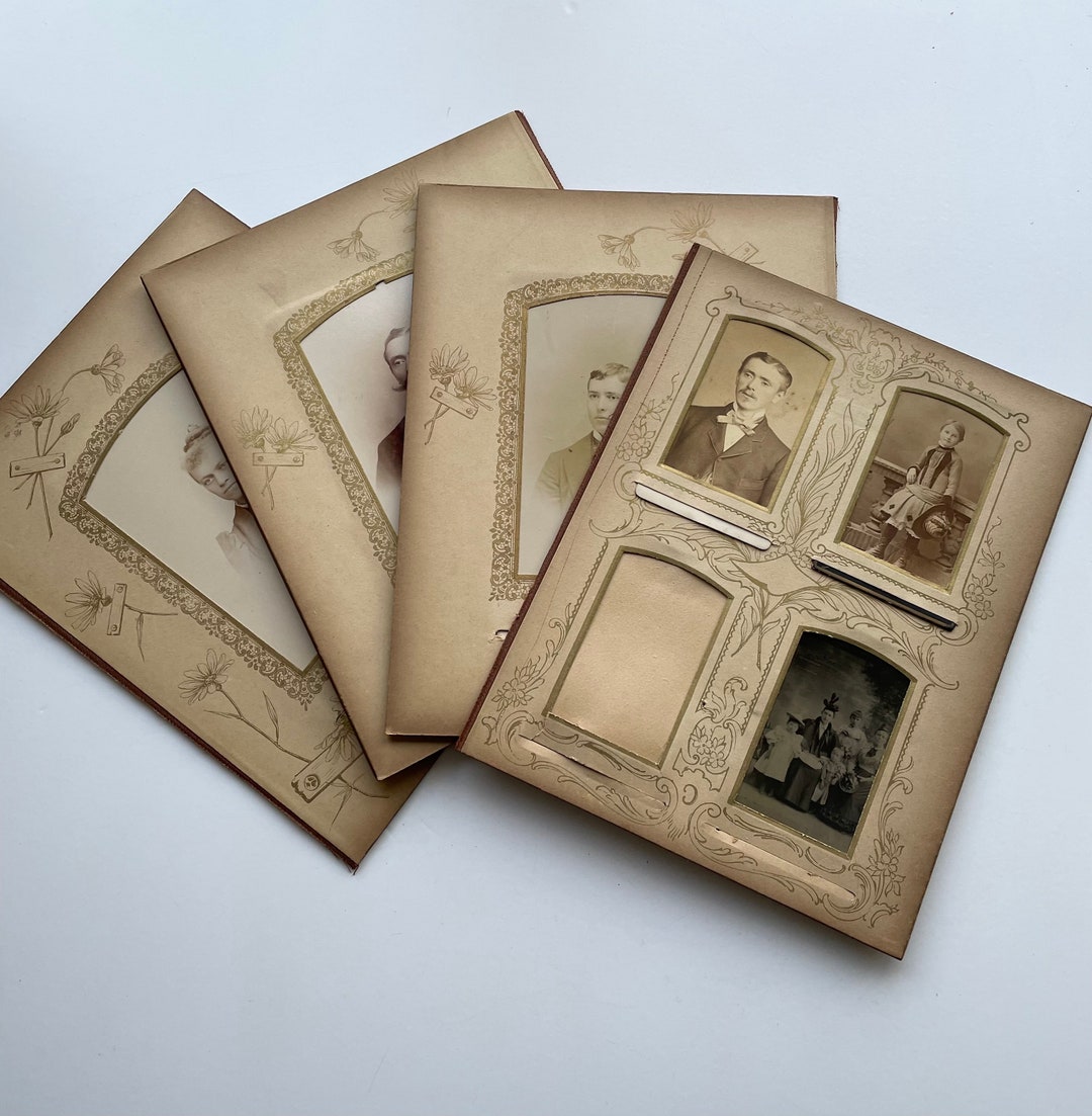 Antique Photo Album Pages Double Sided With 8 Photographs Ornate Pages ...