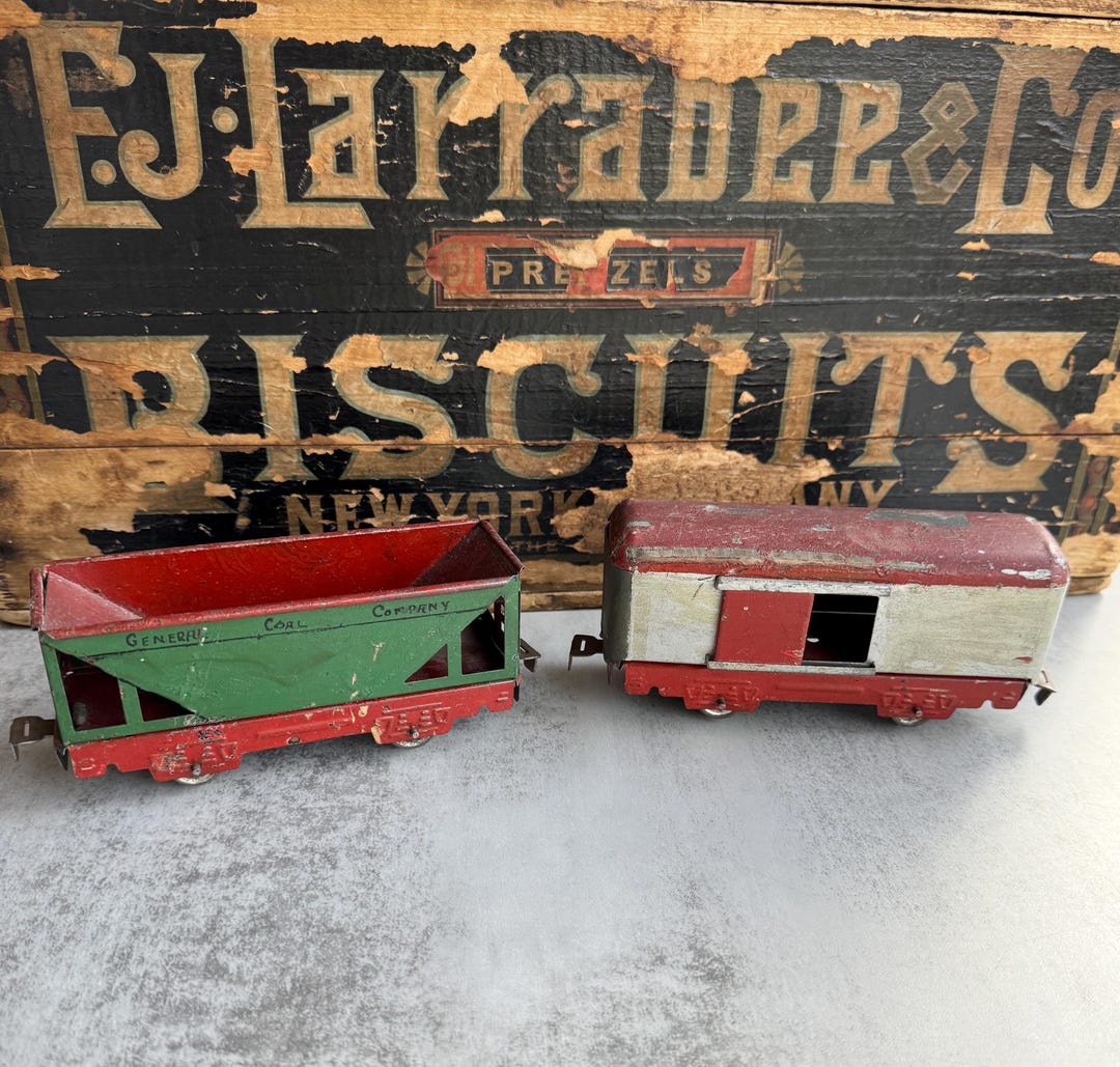 Vintage Toy Trains, Red and Green, Railroad Train Toy Christmas Display ...