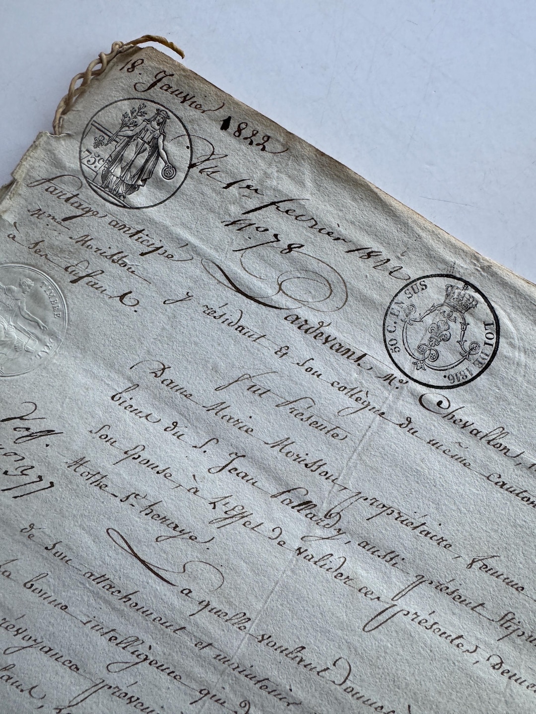Antique French Handwritten Document, 4 Pages, Dated 1822, Historical ...