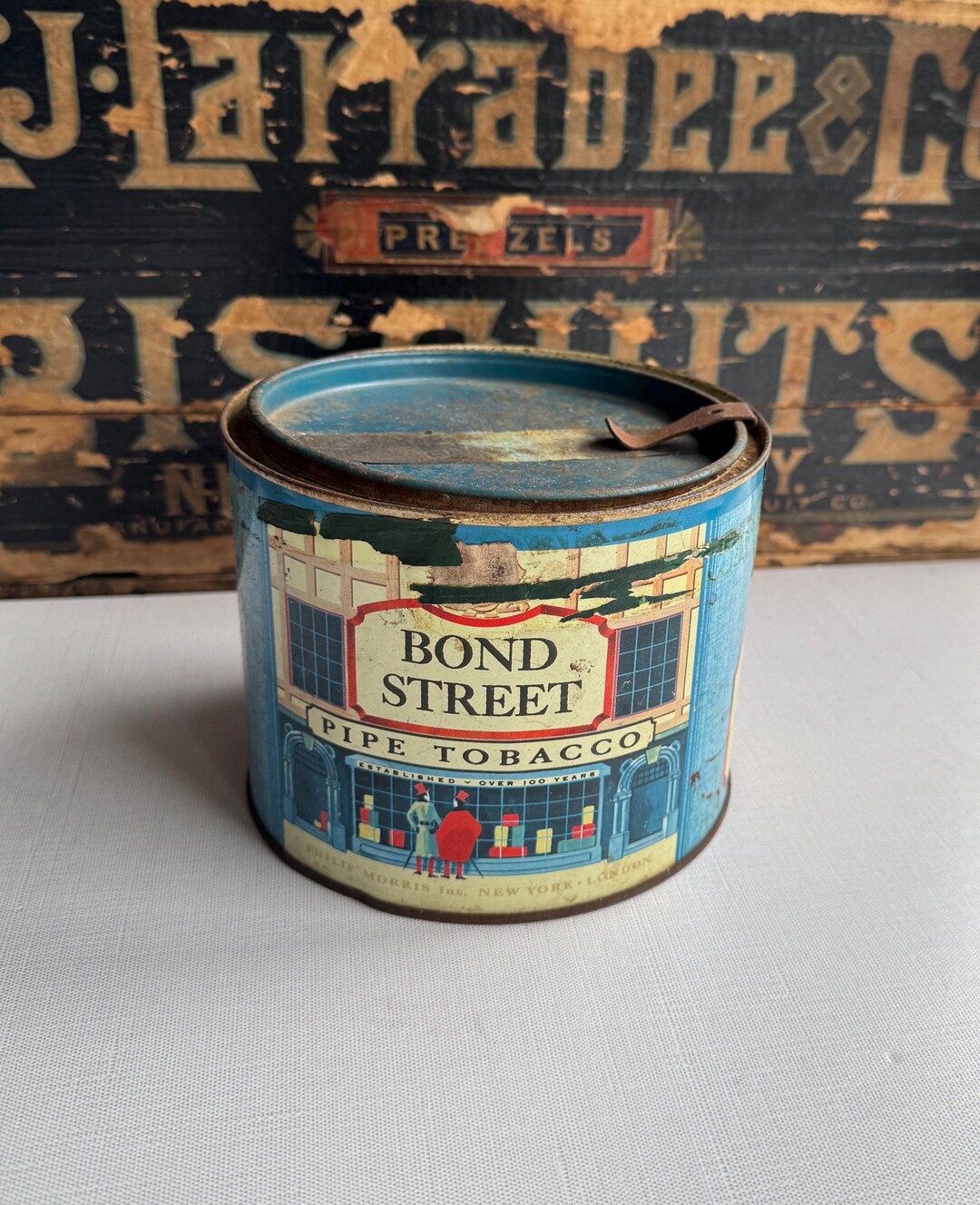 Vintage Bond Street Pipe Tobacco Tin- Philip Morris- Blue Advertising ...