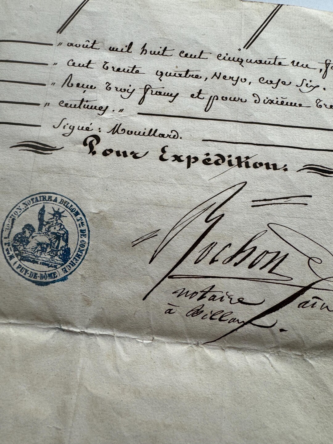 Antique French Document, Legal Record With Fancy Script Writing, 4 Page ...