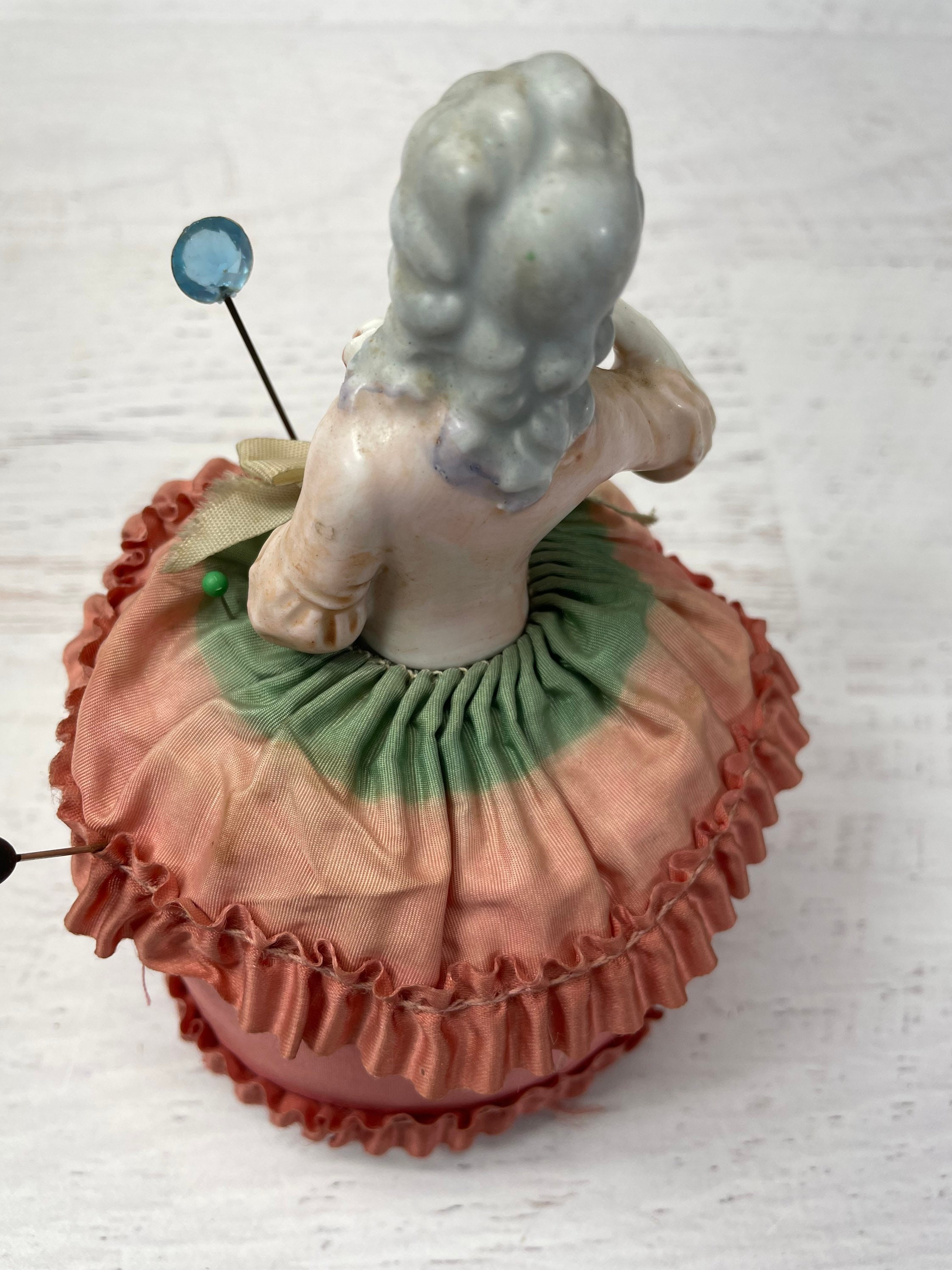 Antique Pin Cushion Doll Porcelain Half Doll Pink With - Etsy