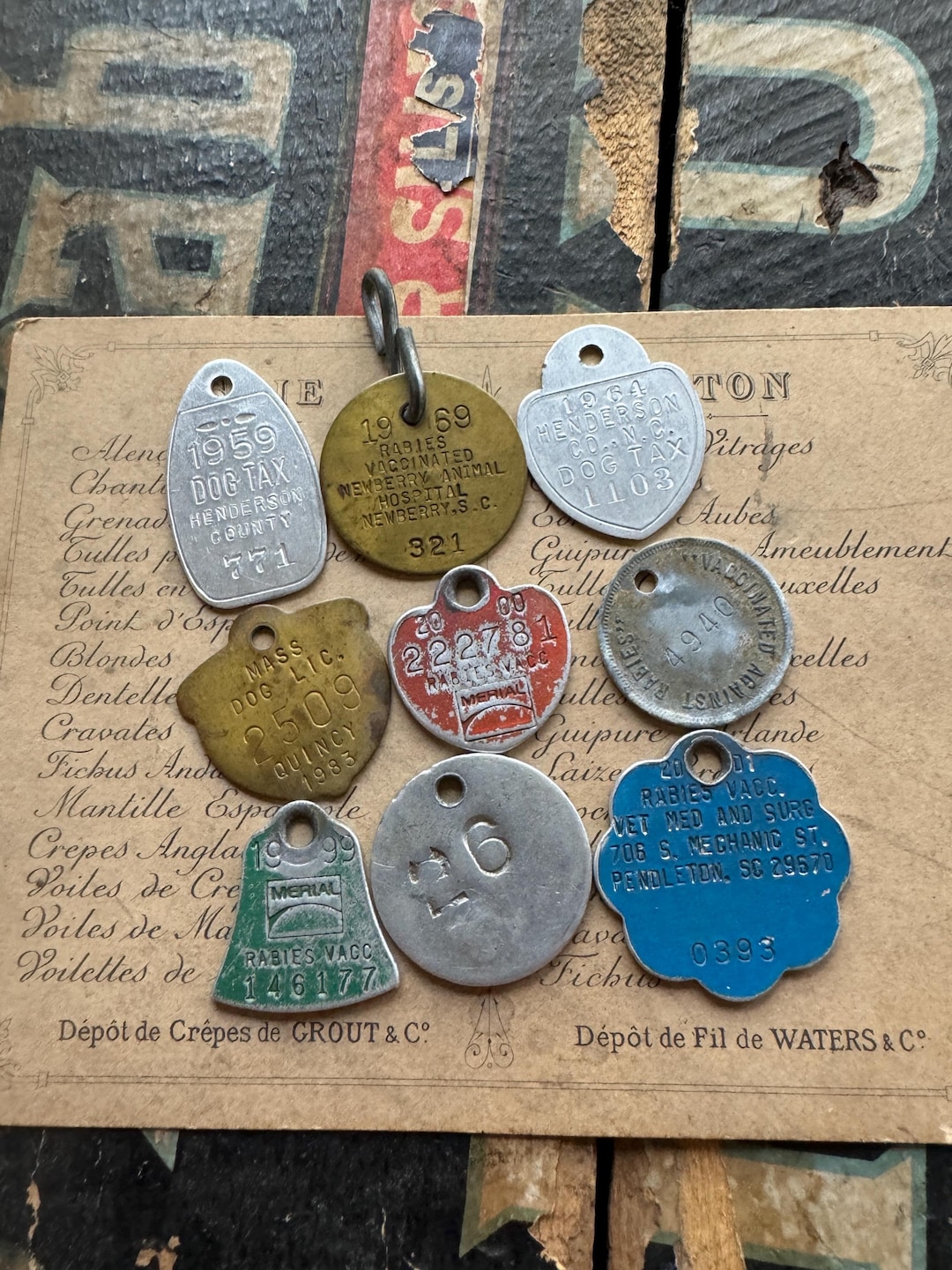 Vintage Dog Tags, Metal Number Tags, Steampunk, Industrial, Found ...