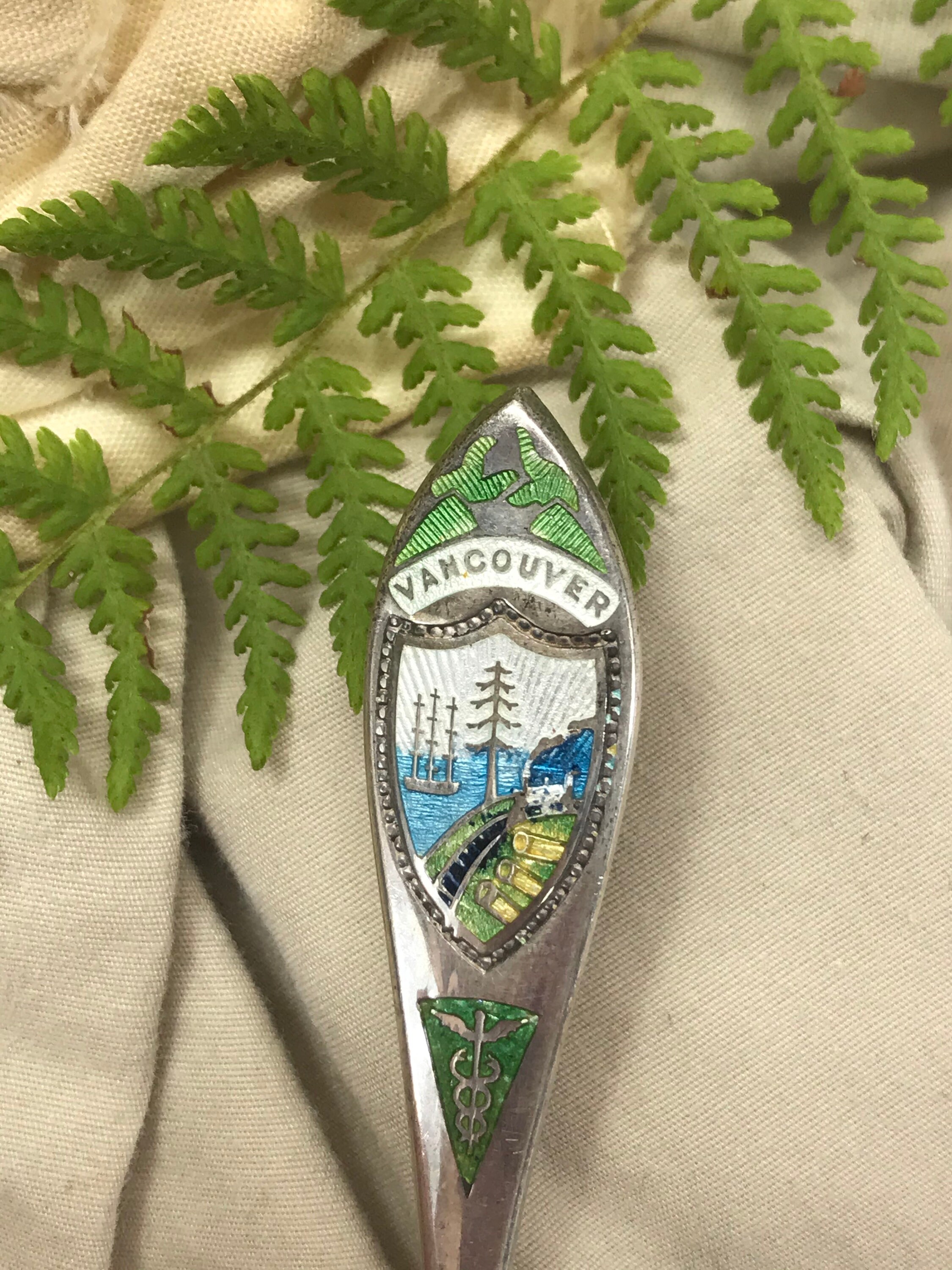 Vancouver BC Sterling Spoon with Enamel Handle Vintage Silver | Etsy