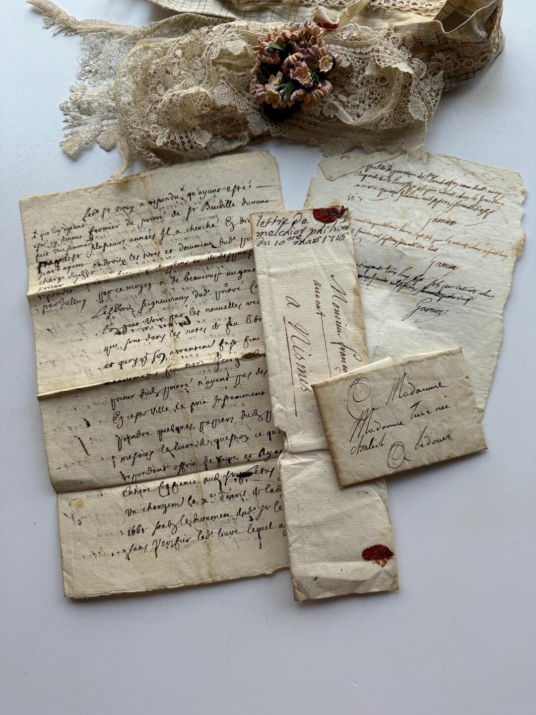 French Pages 1700's & 1800's Handwritten Vintage Papers With Script ...