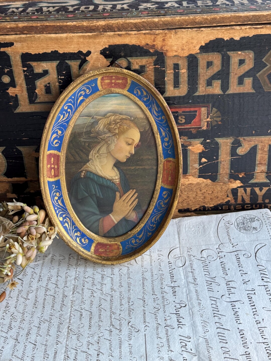 Italian Devotional Religious Portrait, Virgin Mary, Madonna in Gold ...