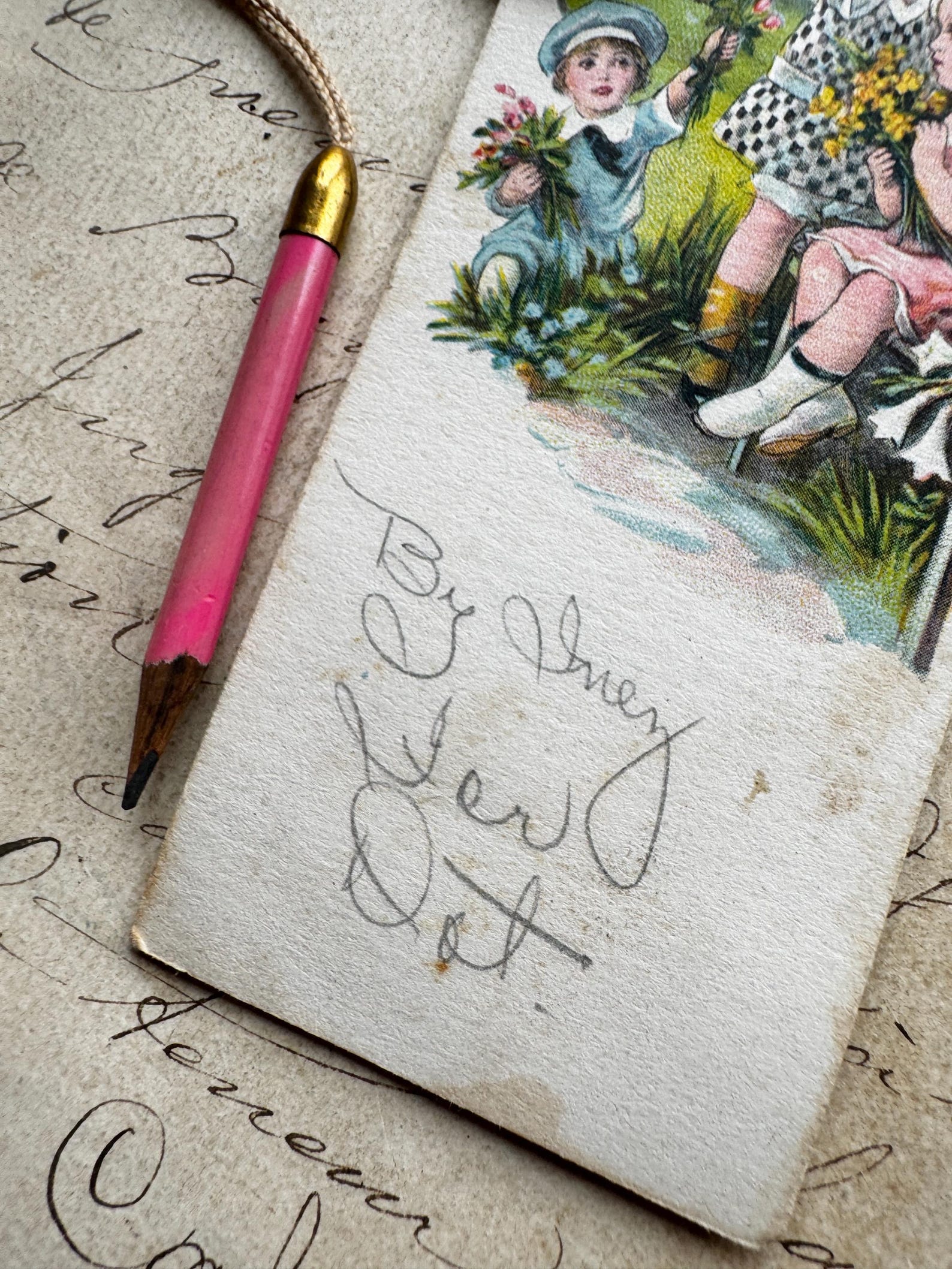 Antique Illustrated Tally Card With String Pencil- Early 1900's - Etsy