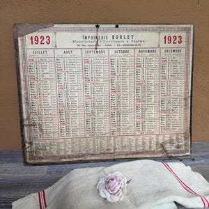 Antique 1923 French Calendar- Imprimerie Burlet Paris- Ephemera Wall ...