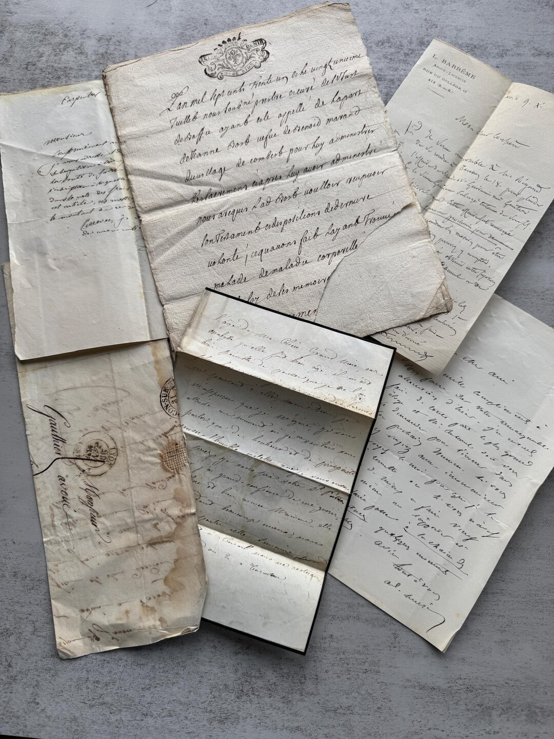 Antique Handwritten Papers, 1800's Calligraphy, Seals, Ephemera for ...