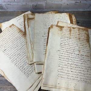 Antique French Pages 1700's Script Writing 6 Paper Ephemera Mixed Media ...