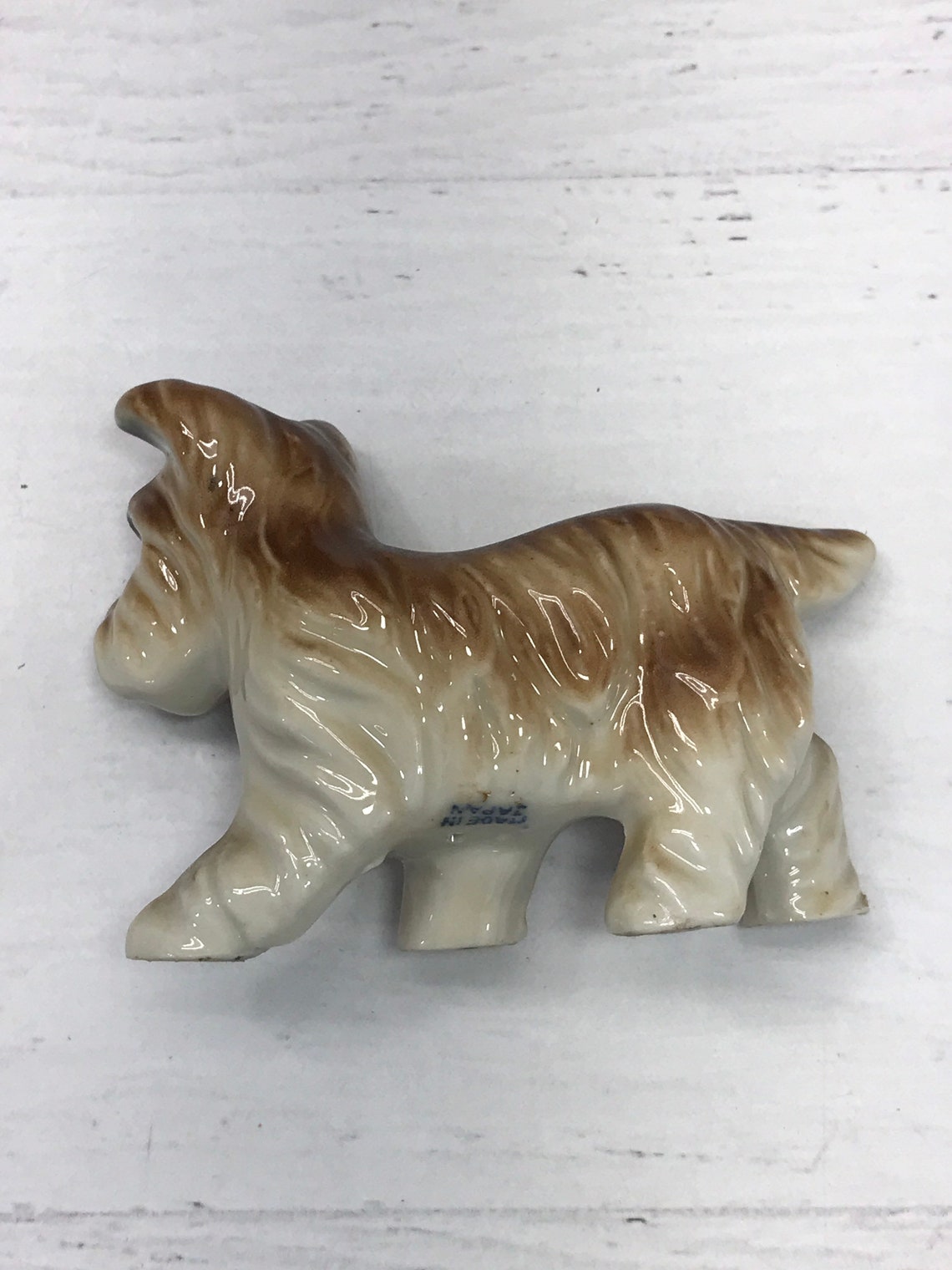 Vintage Dog Statue Porcelain Scotty Dog Brown Beige Made in | Etsy