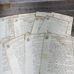 French Papers Early 1800's With Seal 2 Page Documents 3 Script Writing ...