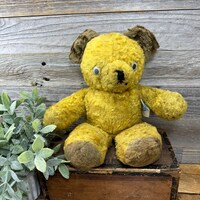 Vintage Teddy Bear Plush Droopy Eyes Flocked Nose Pink Pajamas Stuffed ...