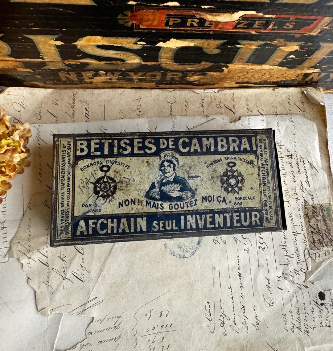 Antique French Tin Candy Box- Confectionery Advertising Tin- France - Etsy