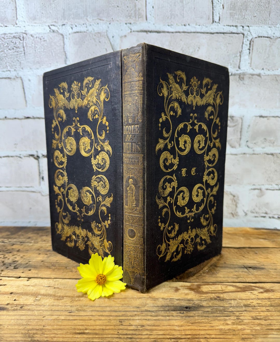 Antique French Book 1847 Ecole Des Moeurs Gold Embossed Cover With ...