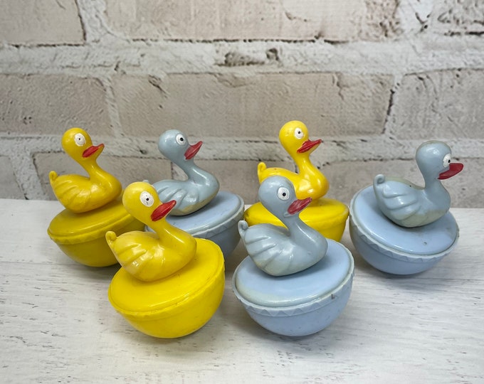 Vintage Roly Poly Ducks- Blue and Yellow- Floating Hard Plastic ...