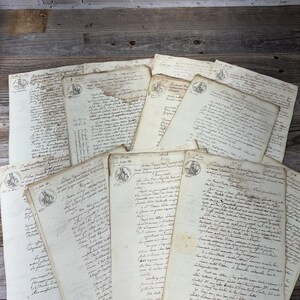 French Papers Early 1800's With Seal 2 Page Documents 3 Script Writing ...